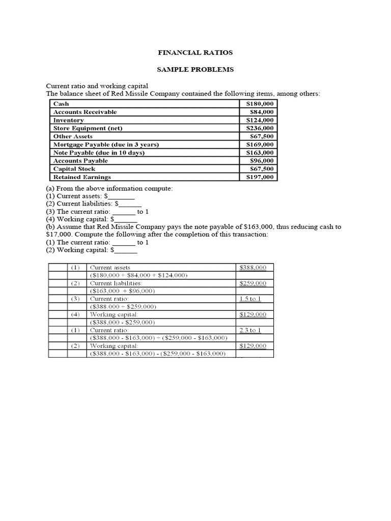 FINANCIAL-RATIOS-SAMPLE-PROBLEMS | PDF