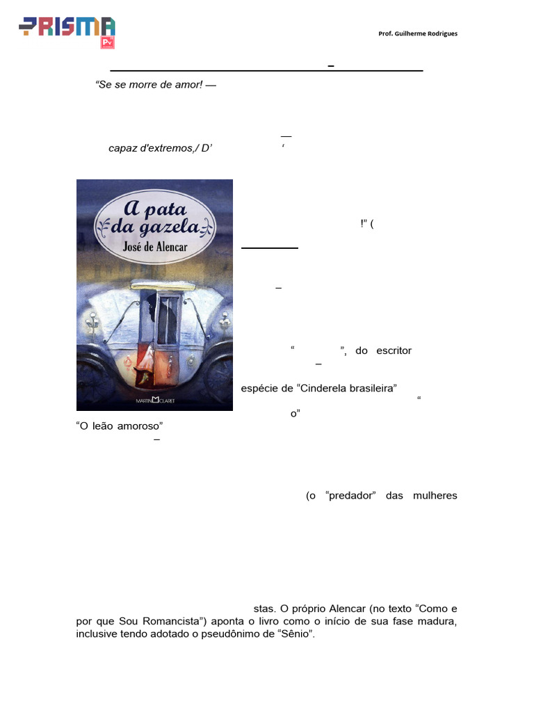 Estudo de A Pata Da Gazela (Sasi - 2024) | PDF | Amor | Romantismo