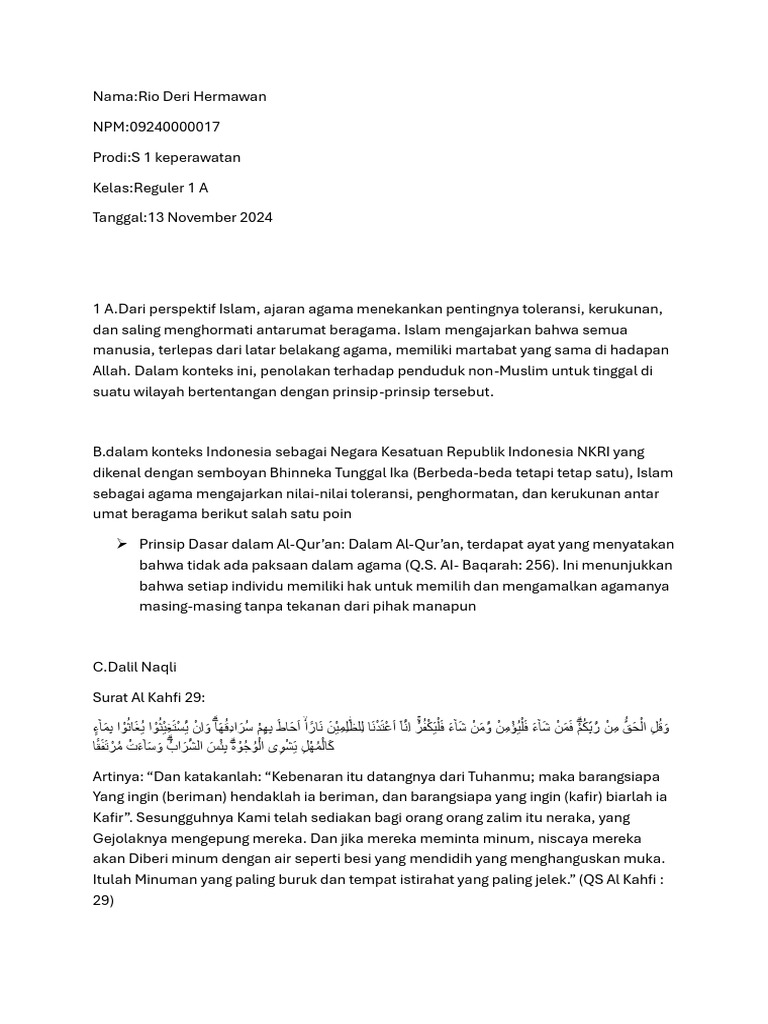 Uts Agama Islam Rio Deri Hermawan | PDF