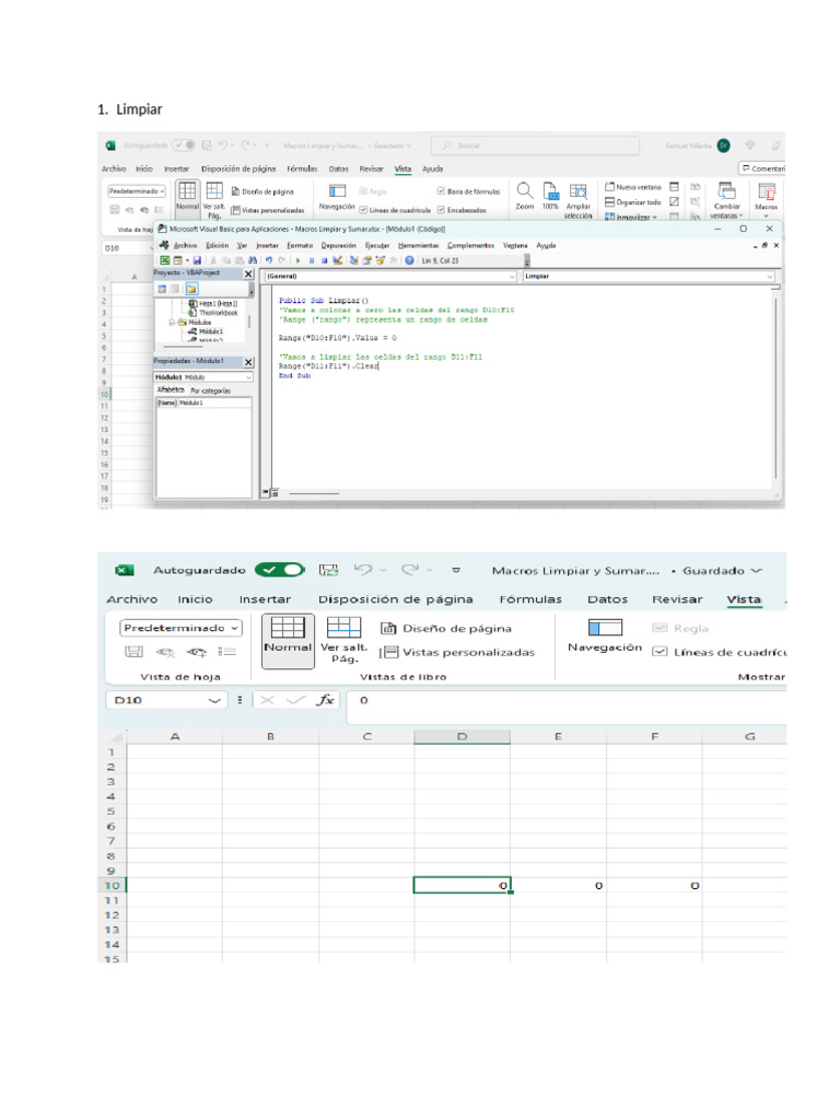 Ejercicios Macros Excel Modulo 10 | PDF