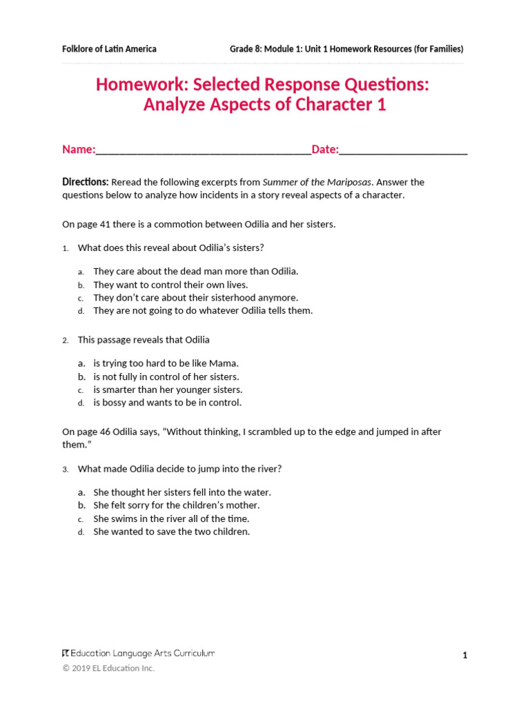 Homework G8M1 Unit 1 Lesson 13 Selected Response Questions Analyze ...