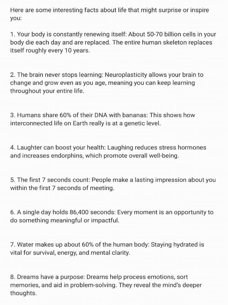 Interesting Facts of Life | PDF