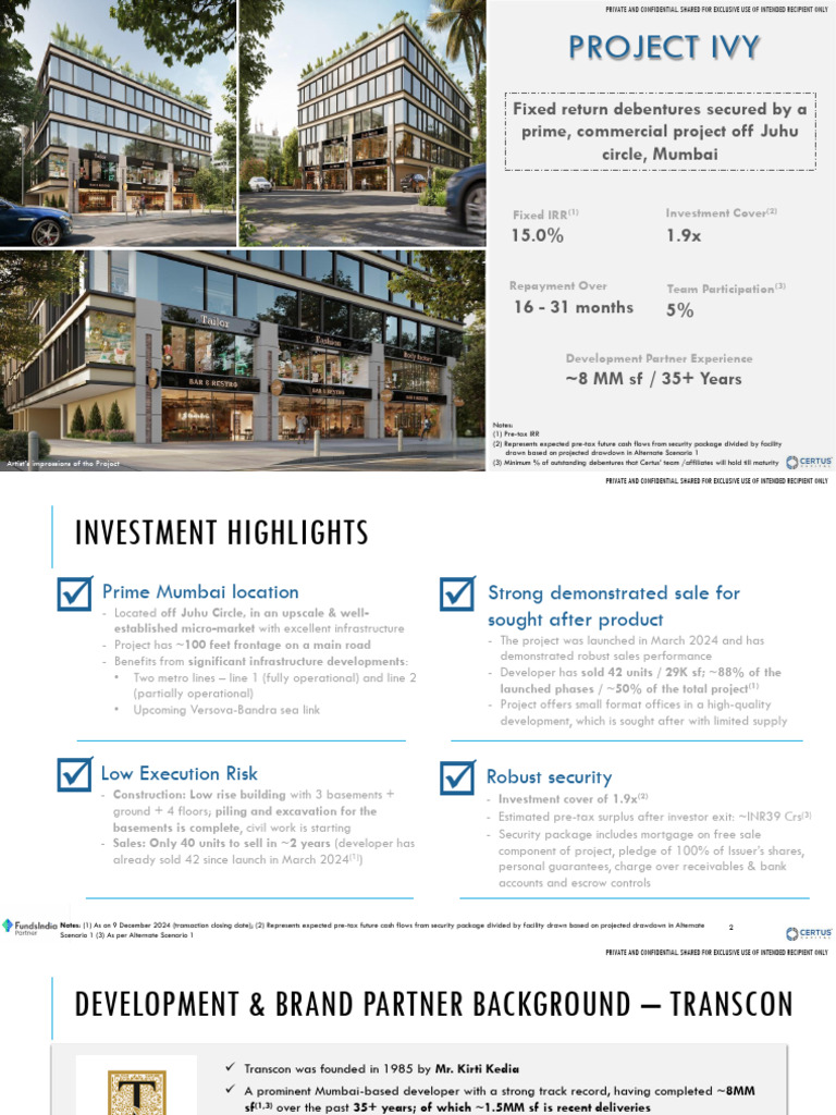 Project Ivy Memo - Teaser - VF | PDF | Securities (Finance) | Debenture