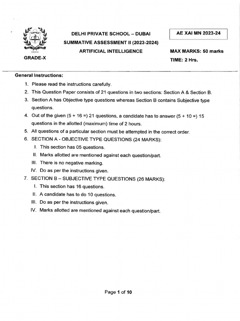 2023.24 sa2 gr10 AI | PDF