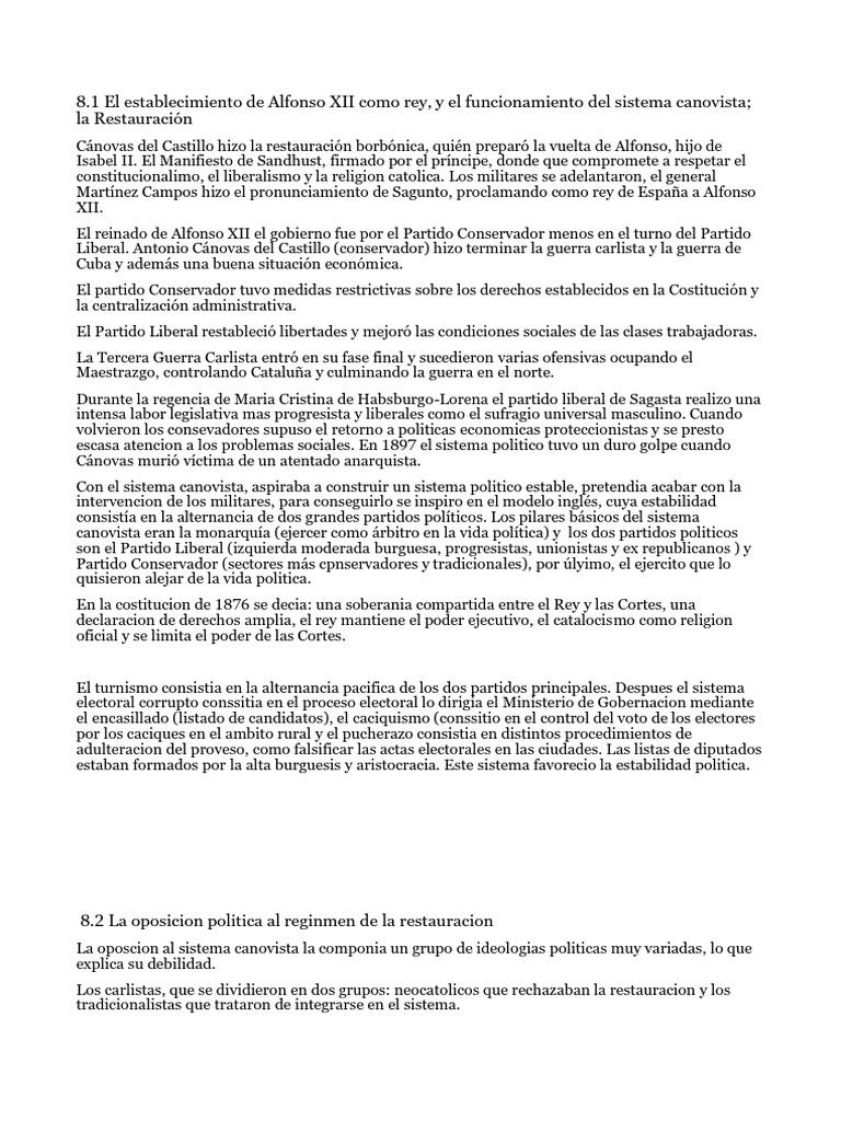 Tema 8 Epígrafes | PDF | España | Gobierno de españa