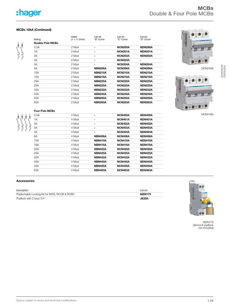 Circuit Breakrs Hager | PDF | Electrical Engineering | Electricity