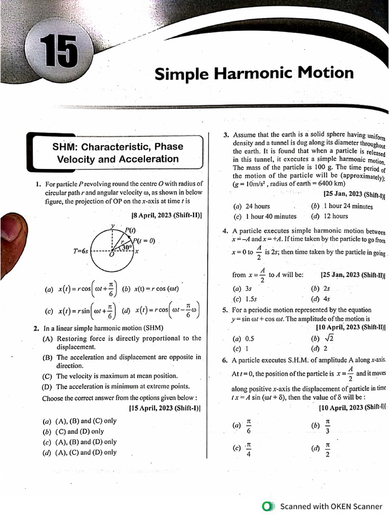 Simple Harmonic Motion (SHM) | PDF