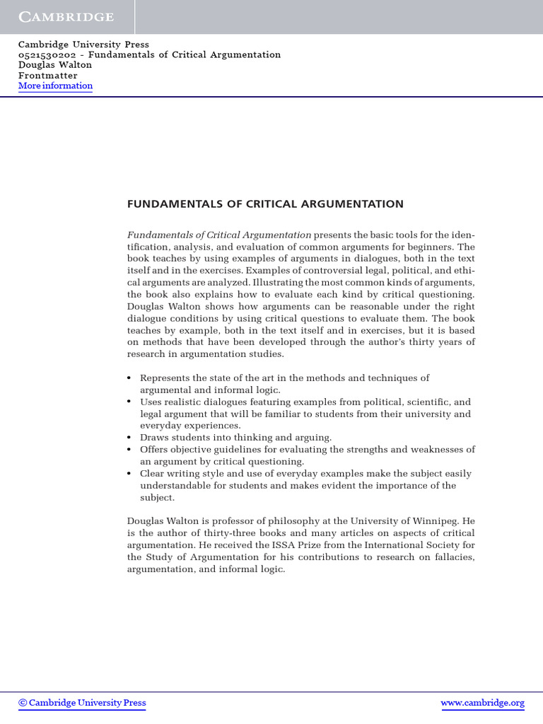 9780521530200_frontmatter | PDF | Argument | Reason