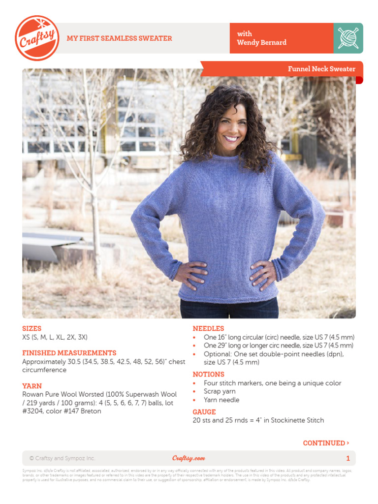 Funnel Neck Sweater Knitting Pattern | PDF | Knitting | Animal Hair ...