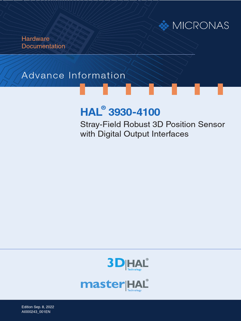 HAL 3930-4100 ASIL C Ready SF Robust 3D Position Sensor With Digital ...