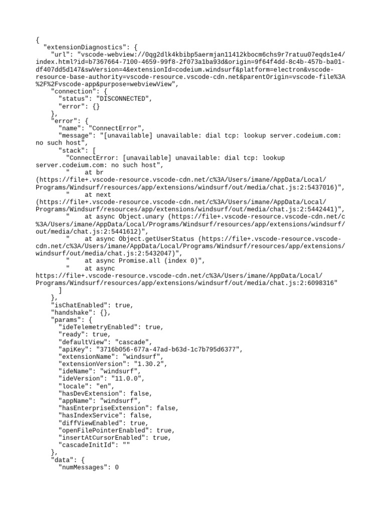 Codeium Debug Logs 2024 12 13 20 01 | PDF | Information Technology | Internet