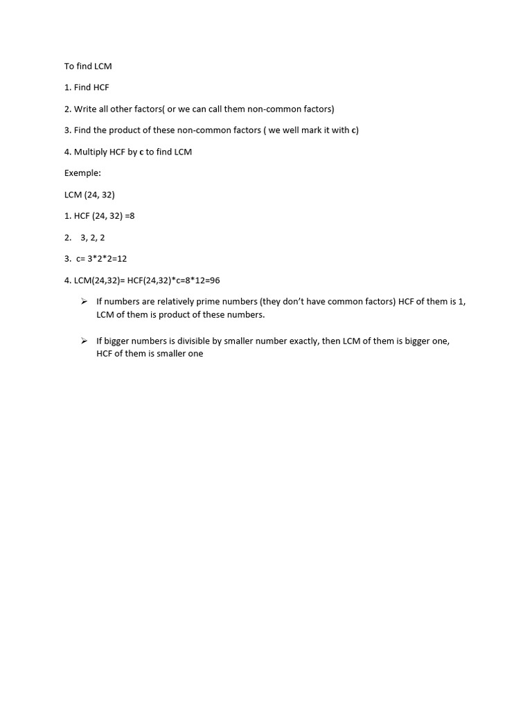 How to Calculate LCM Using HCF | PDF