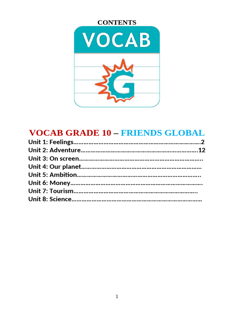 Unit 1 - Friends Global 10 | PDF