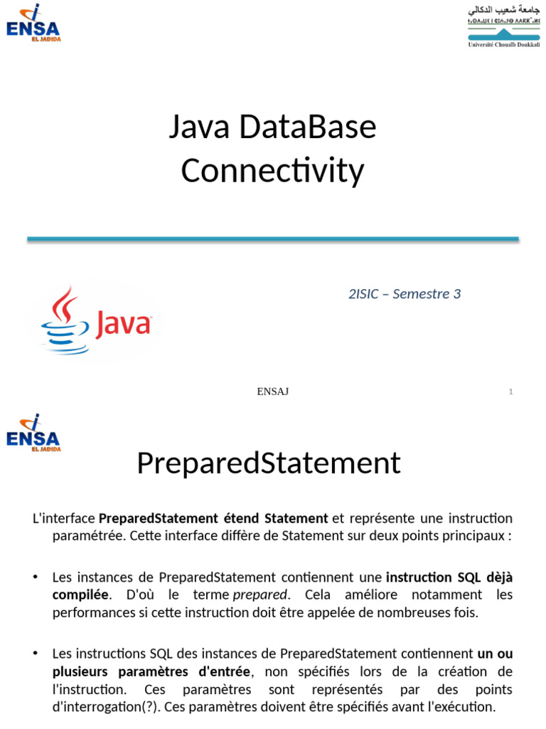 PreparedStatement | PDF | SQL | Java (Langage de programmation)
