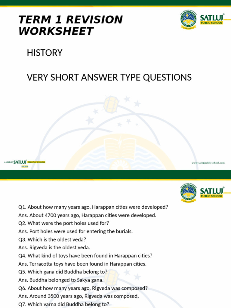 History Term 1 Revision worksheet | PDF | Vedas | Ancient India History Term 1 Revision worksheet | PDF | Vedas | Ancient India