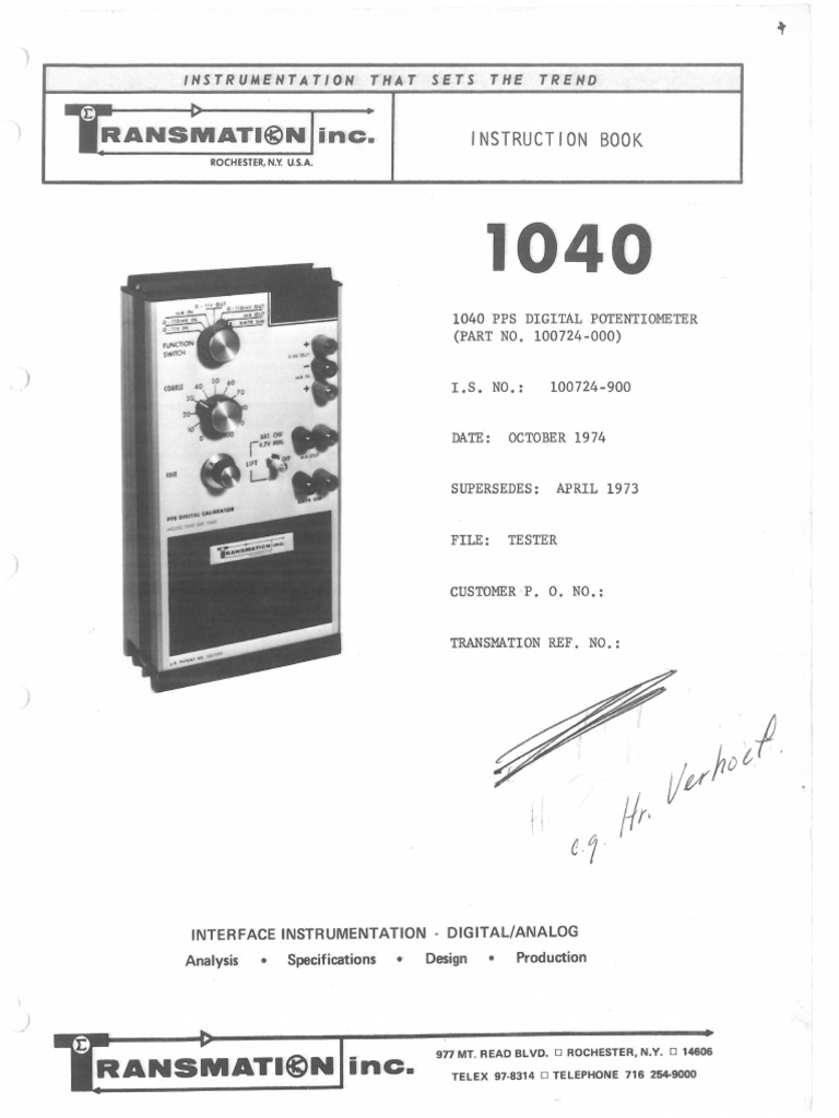 Transmation Model 1040 Manual | PDF | Amplifier | Thermocouple