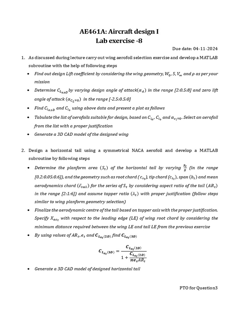 AE461A_problem_statement_8_new | PDF | Airfoil | Aircraft