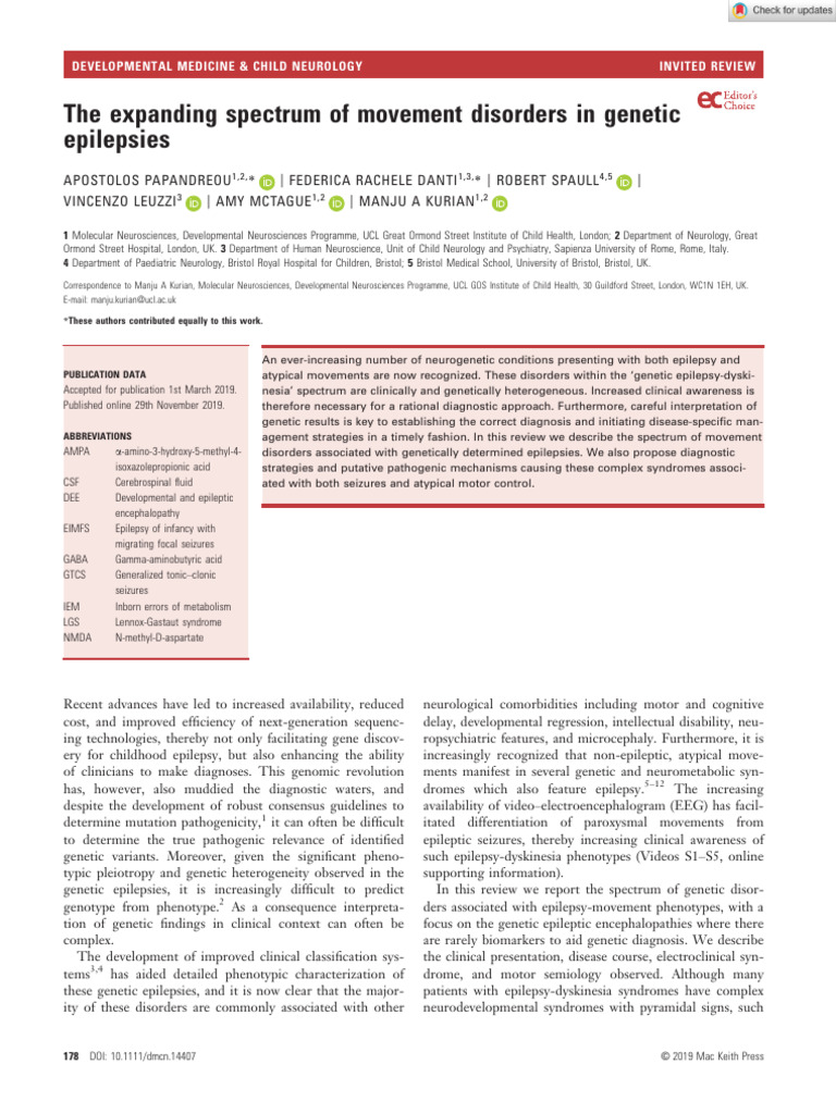 The Expanding Spectrum of Movement Disorders in Genetic Epilepsies ...