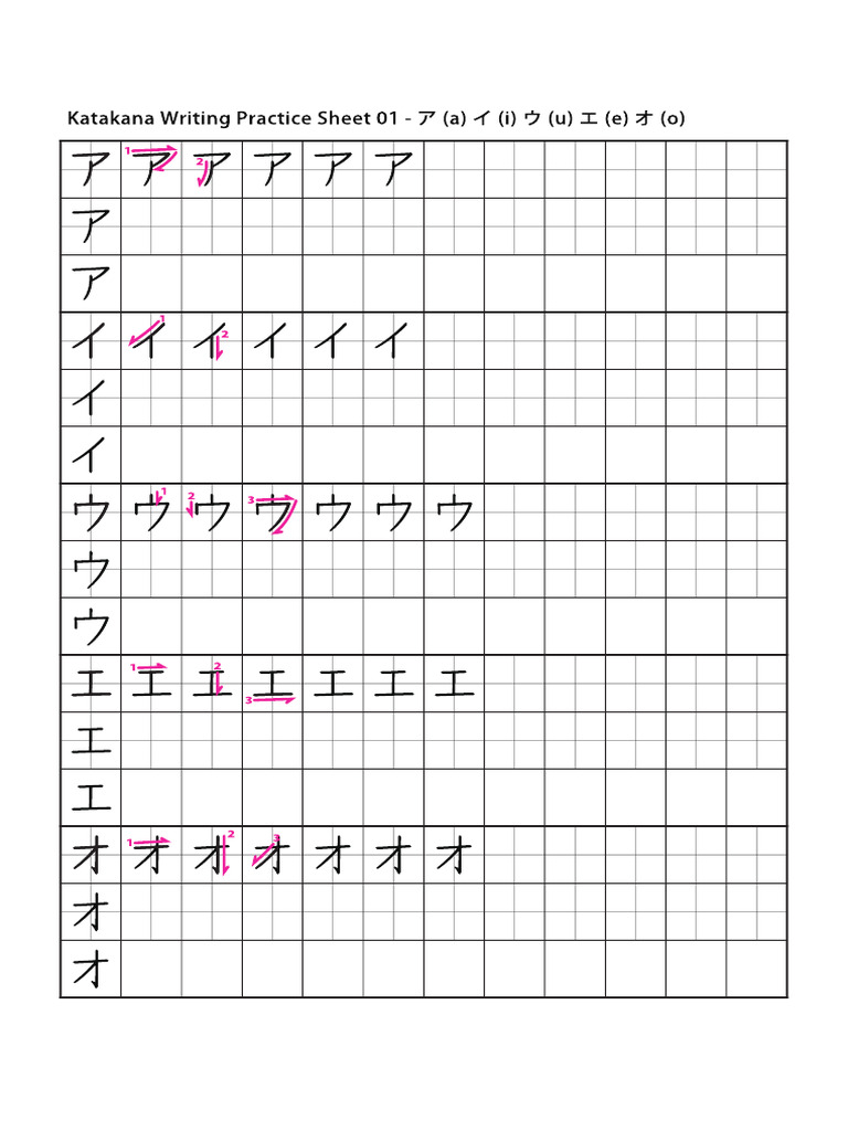 Katakana Writing Practice Sheets | PDF