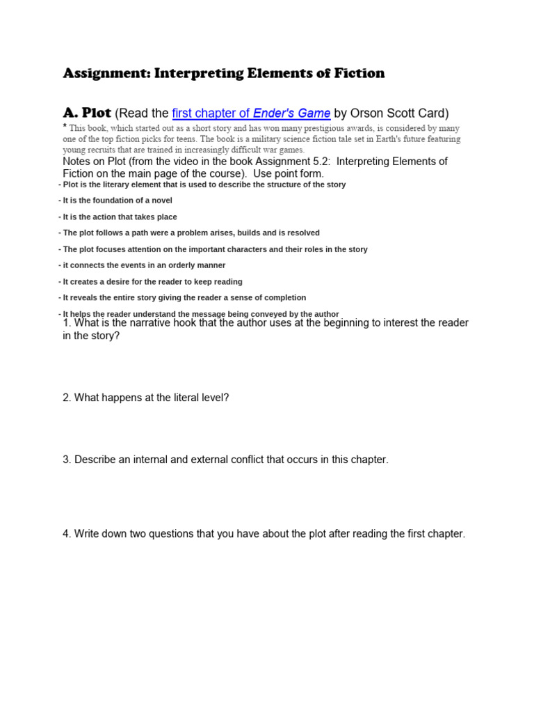 Interpreting Elements of Fiction | PDF | Narration