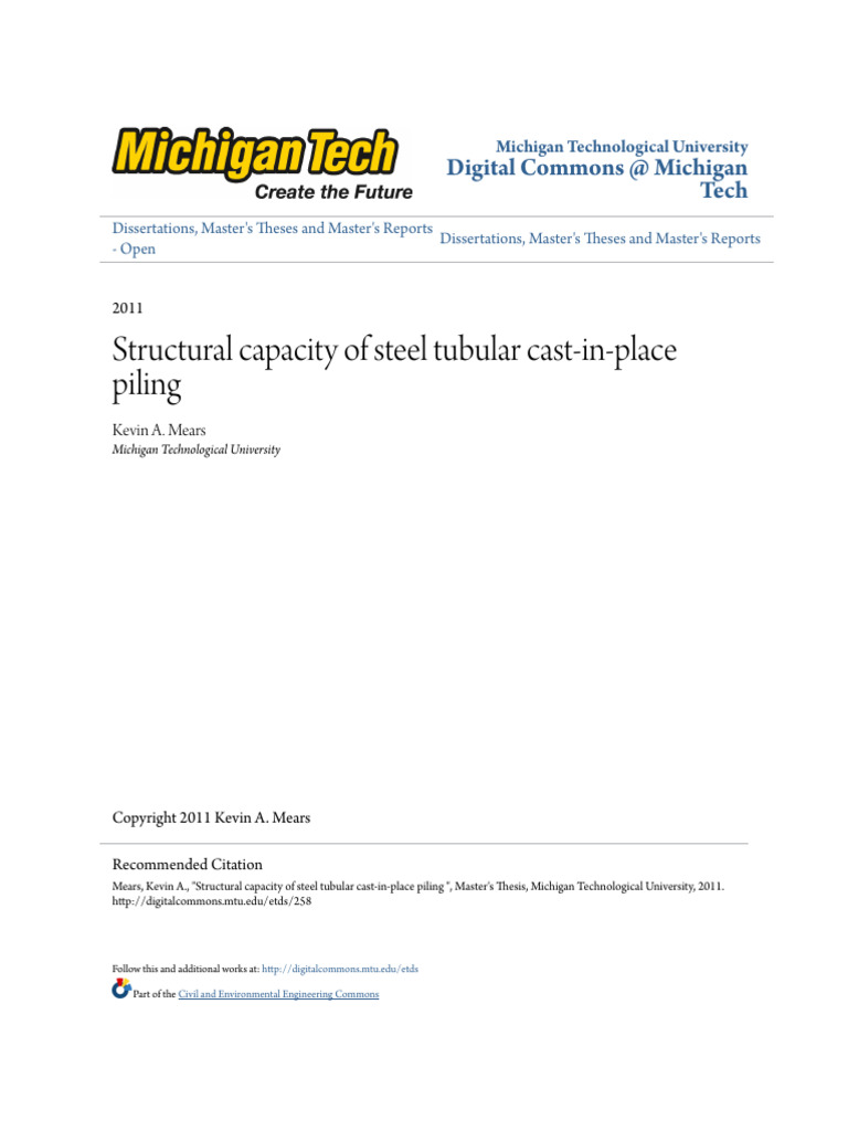 Structural Capacity of Steel Tubular Cast-In-Place Piling | PDF | Deep ...