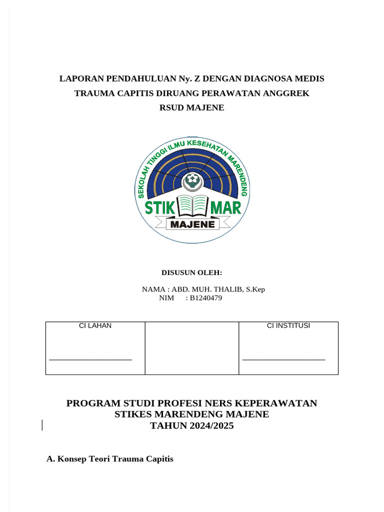 LP Trauma Capitis Anggrek 2024 | PDF