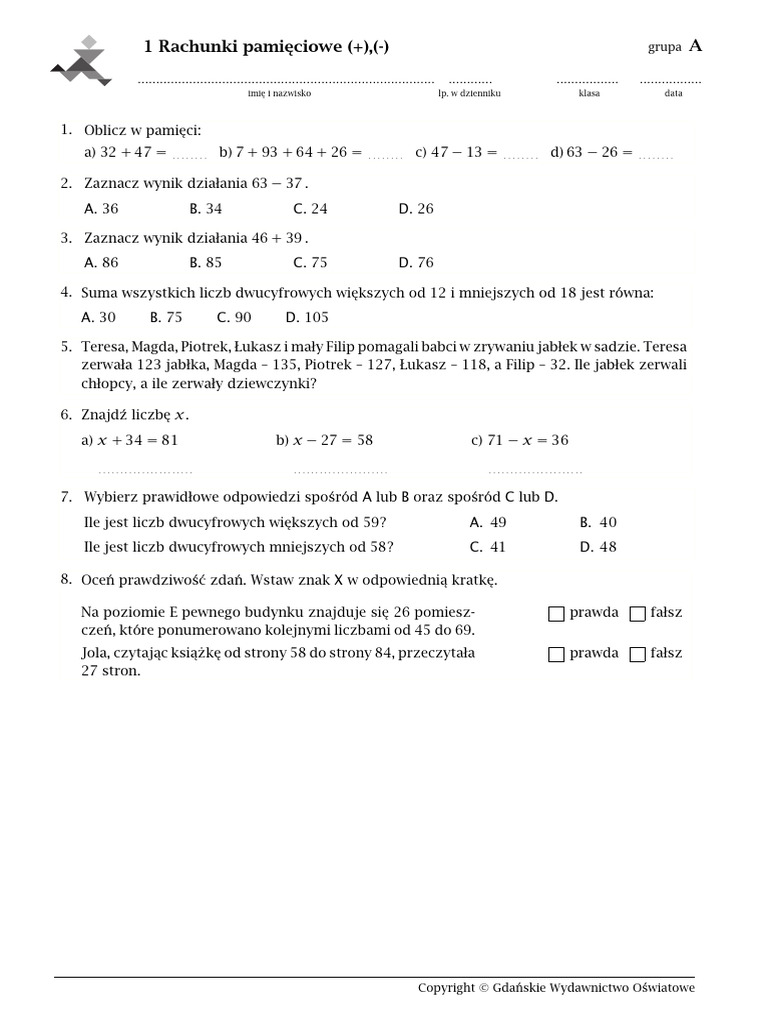 1 Rachunki Pamieciowe (+), (-) | PDF