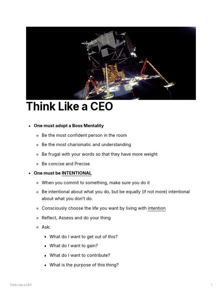 Ddf3ad4f E4d8 4866 B43a Da4f0e80a898 Think Like A CEO | PDF | Expense ...