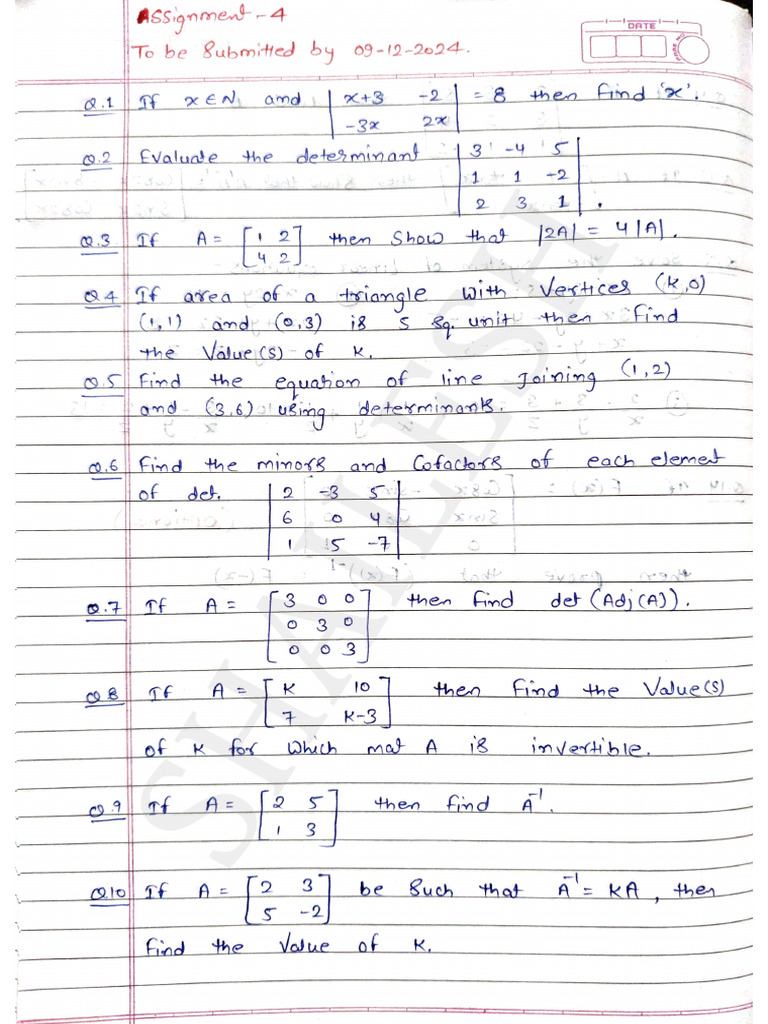 Assignment-4_Determinants | PDF Assignment-4_Determinants | PDF