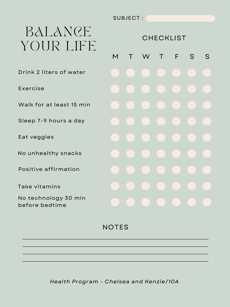 Balance Your Life Checklist | PDF