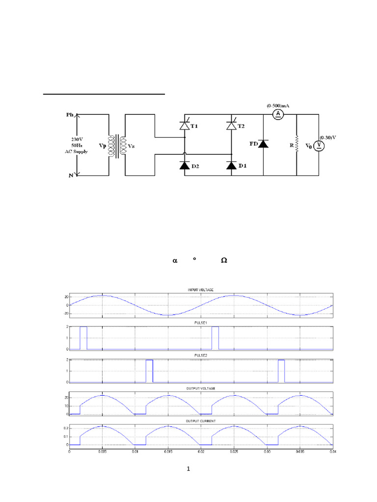 9. Single Phase Half Controlled Converter Using R, RL Loads. | PDF ...
