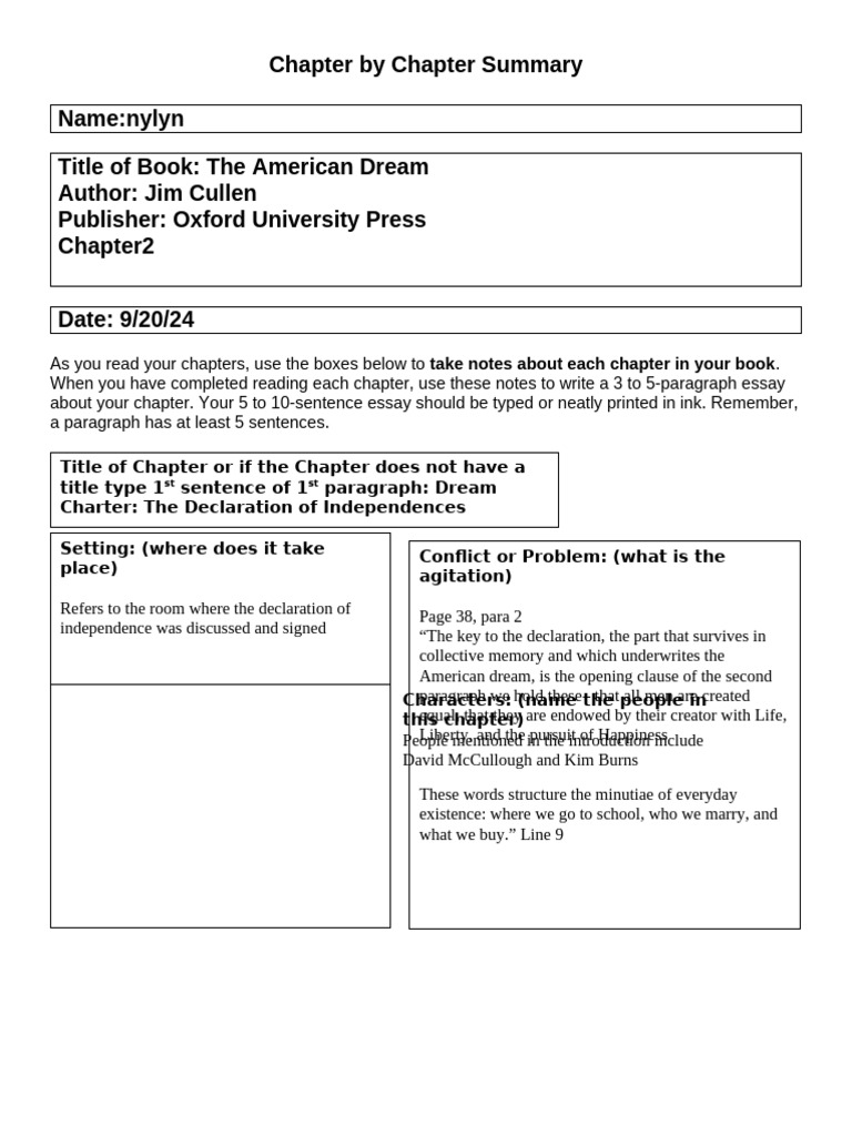 Independent Book Reading - Chapter-by-Chapter Summary 2 1 | PDF ...