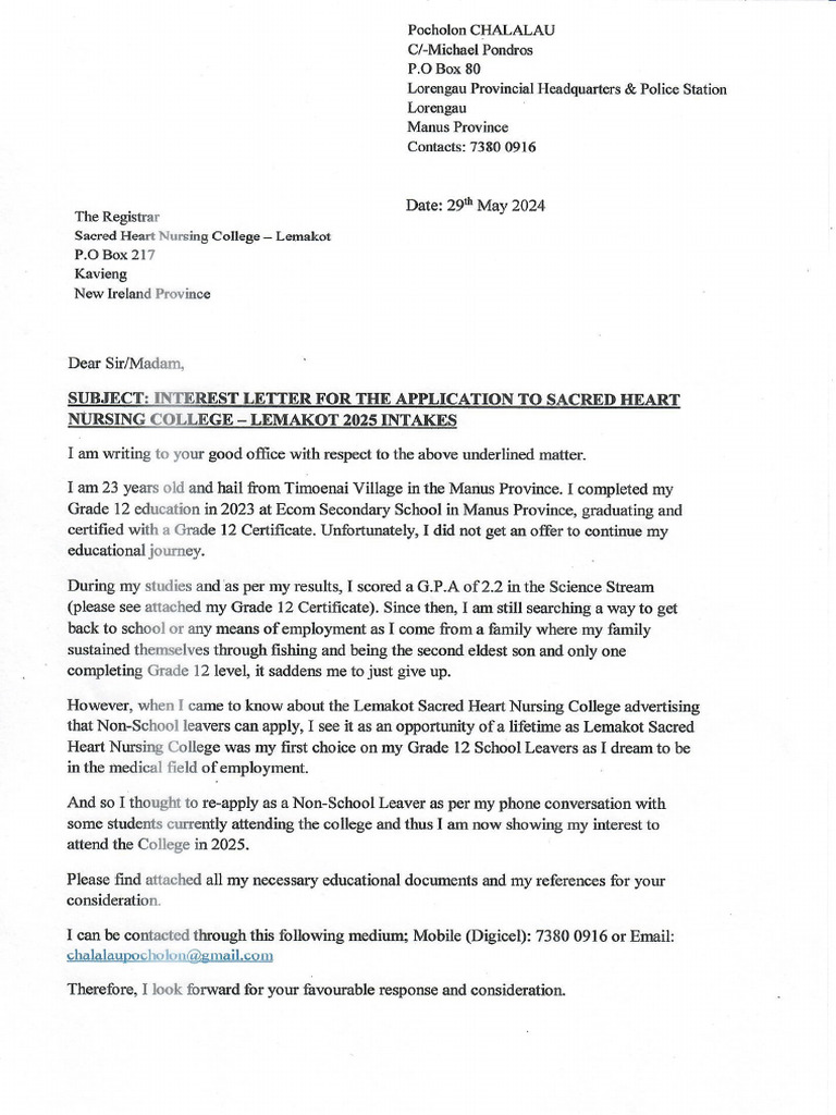 Interest Letter | PDF