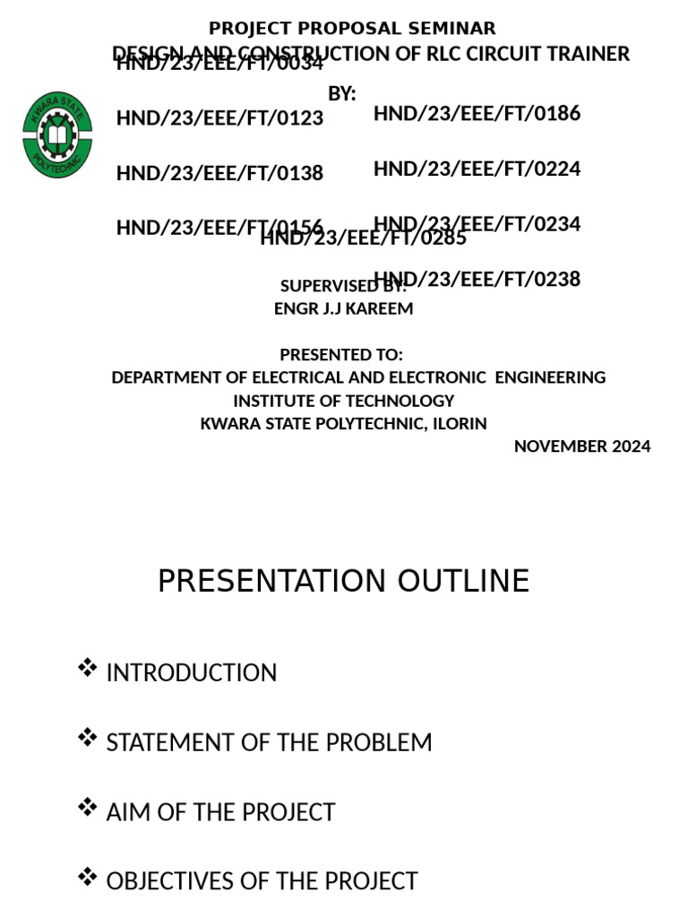 New Edited RLC Circuit Trainer Project Slide | PDF | Methodology ...