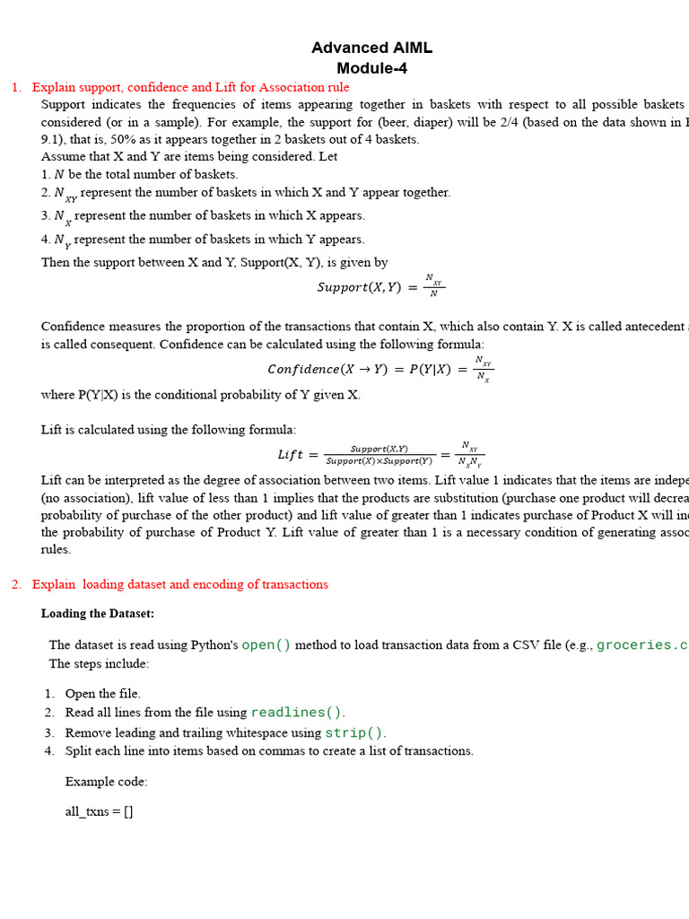 AIML Mod4 Loki | PDF | Matrix (Mathematics) | Algorithms