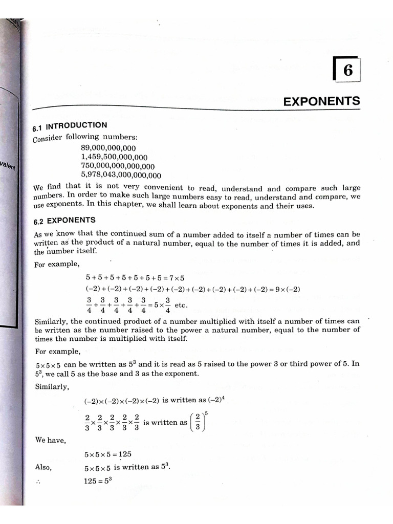 Exponents RD Sharma Full Document | PDF
