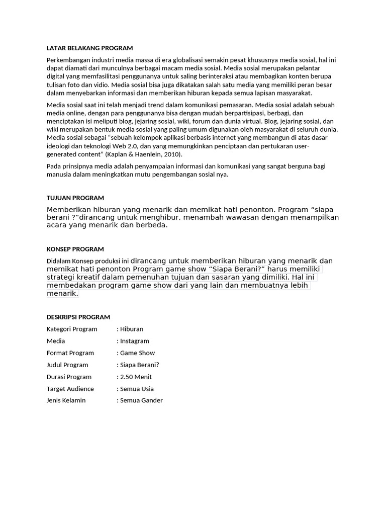 Tabel Untuk Konten PKL & INTERNSHIP | PDF