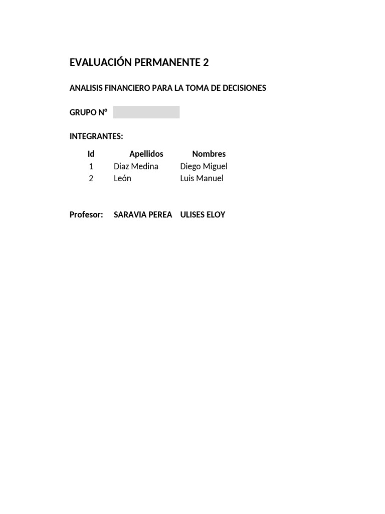 Eval Permanente 2 - Entregar | PDF | Estado de resultados | Negocios económicos