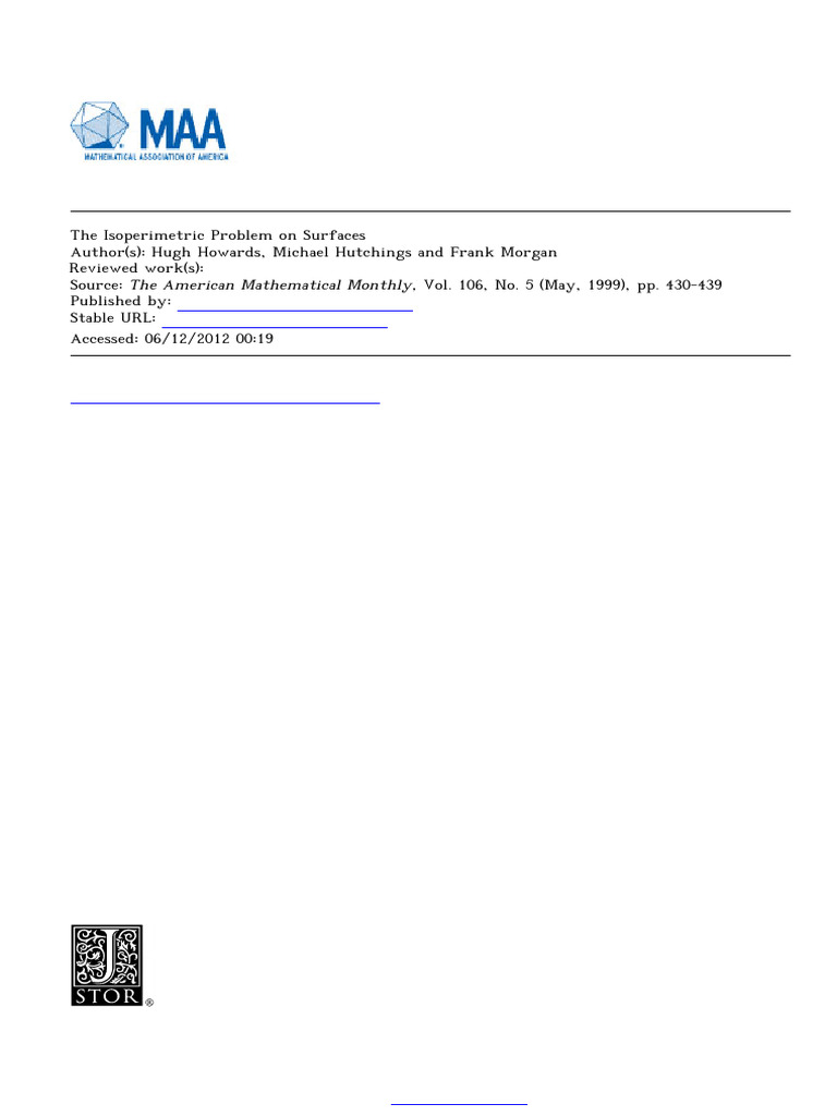 The Isoperimetric Problem On Surfaces Pdf Curvature Area