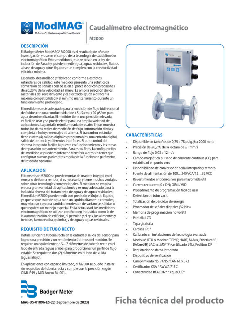Caudalimetro Electromagnetico Modmag M2000 | PDF | Medición de flujo ...