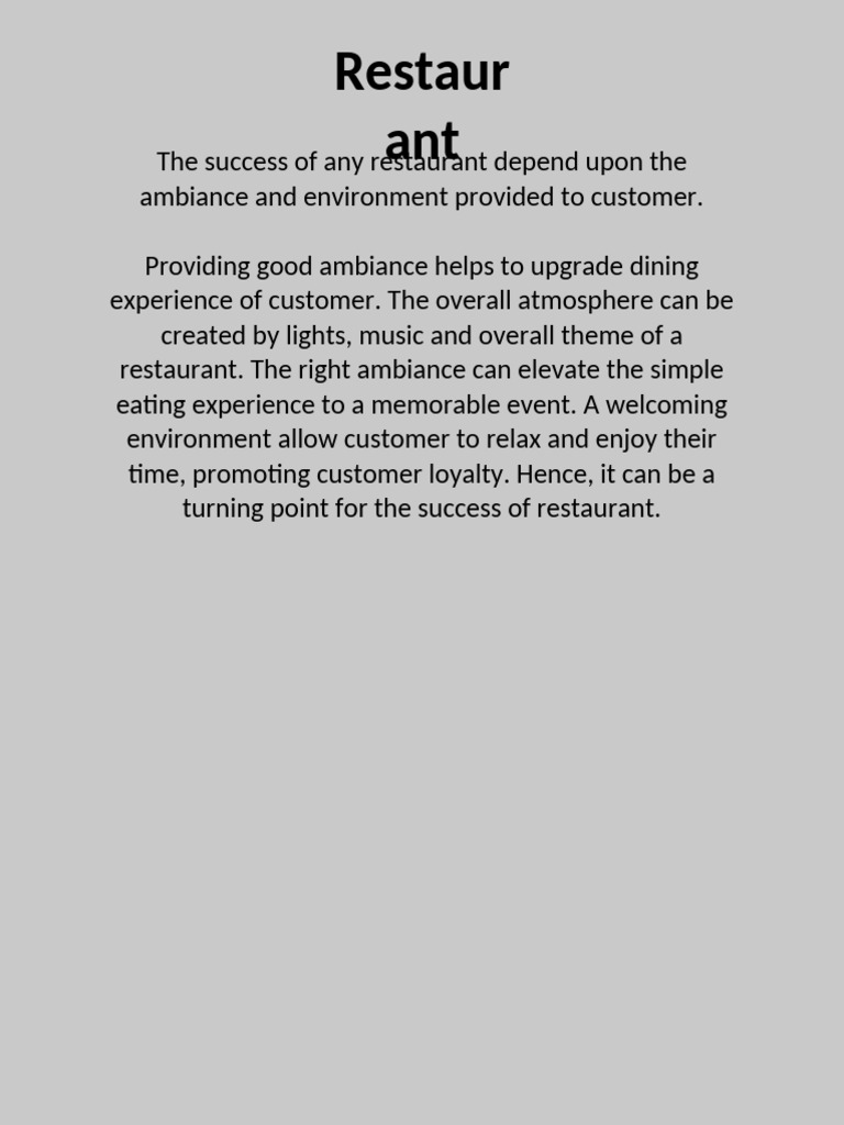 Restaurant Paragraph | PDF