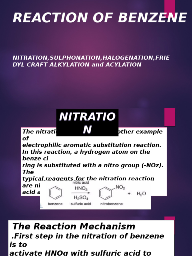 Reaction of Benzene | PDF | Chemical Reactions | Acid