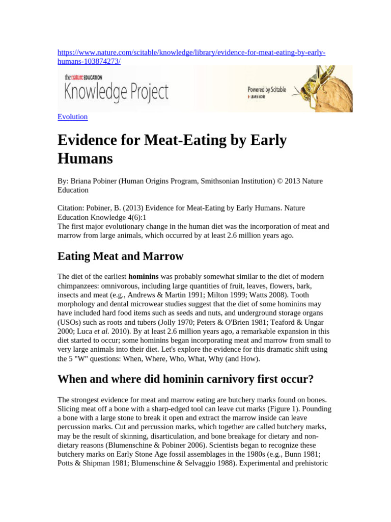 Evidence For Meat-Eating by Early Humans | PDF | Human Evolution | Homo