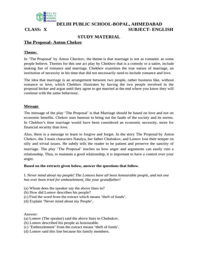 THE PROPOSAL | PDF | Anton Chekhov | Romance (Love)