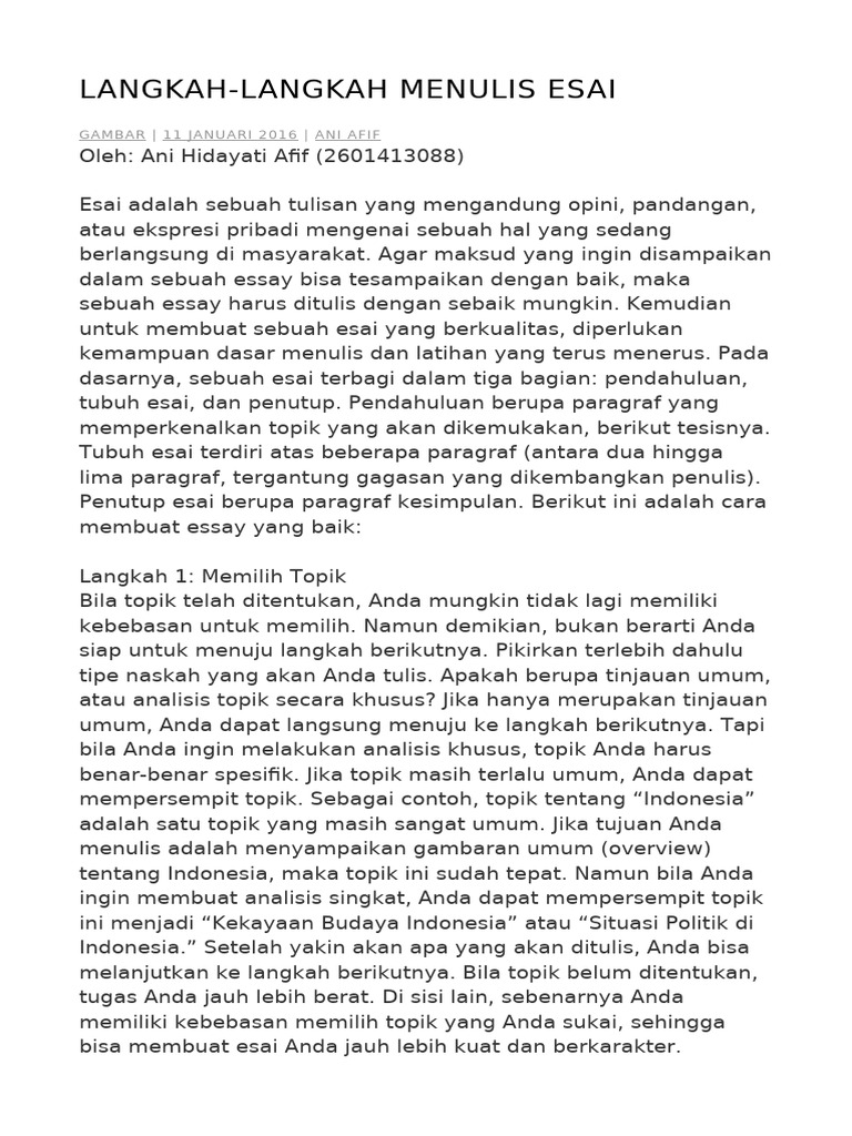Langkah Langkah Menulis Esai Pdf