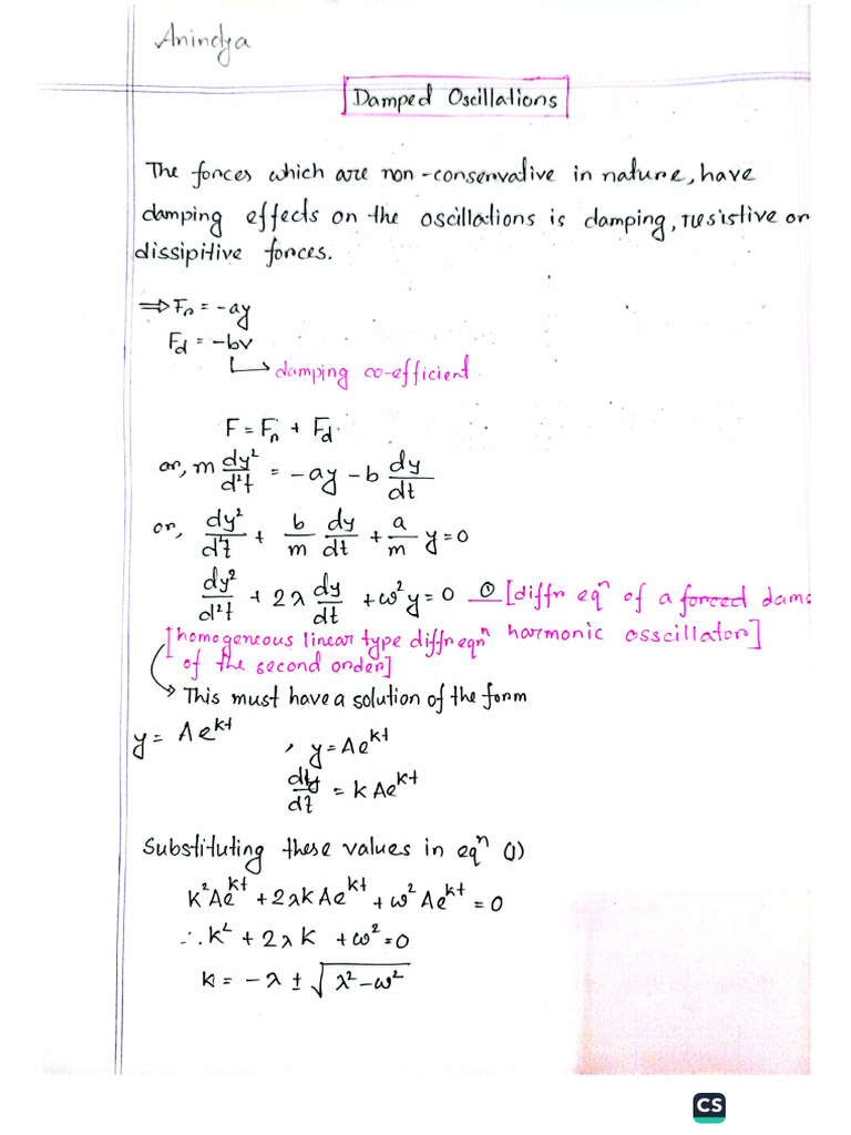 Damped Oscillations and Forced Oscillations Chotha | PDF Damped Oscillations and Forced Oscillations Chotha | PDF