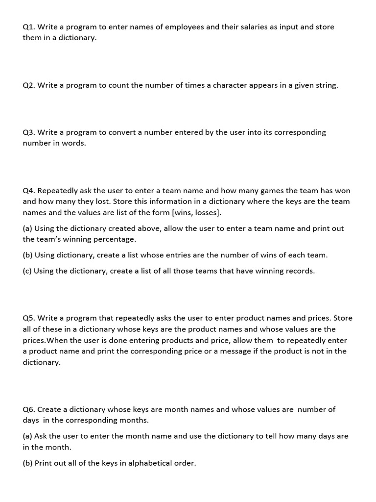 Dictionary Problem Sums 2022 | PDF