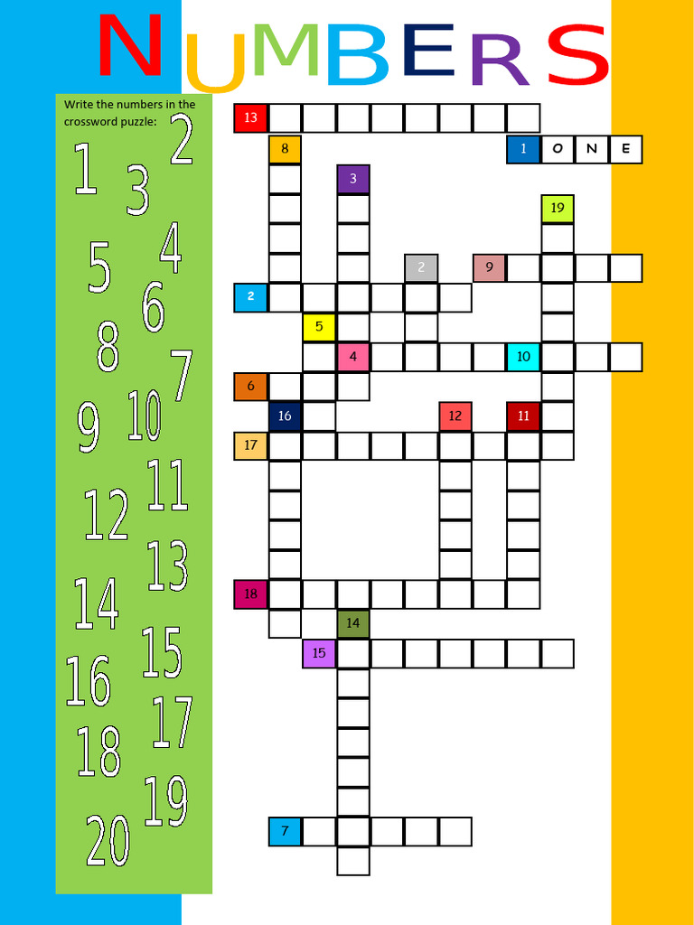 Numbers 1 20 Crossword | PDF