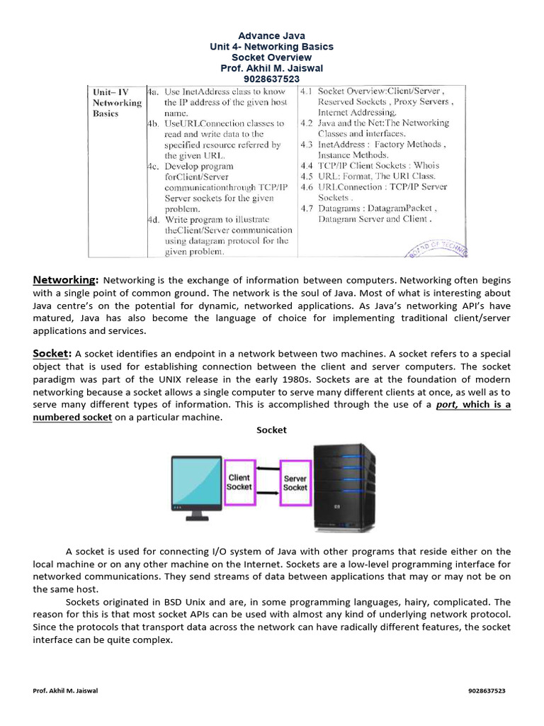 Advance Java Unit 4 Networking Basics Prof Akhil Jaiswal Notes_NoCopy ... Advance Java Unit 4 Networking Basics Prof Akhil Jaiswal Notes_NoCopy ...