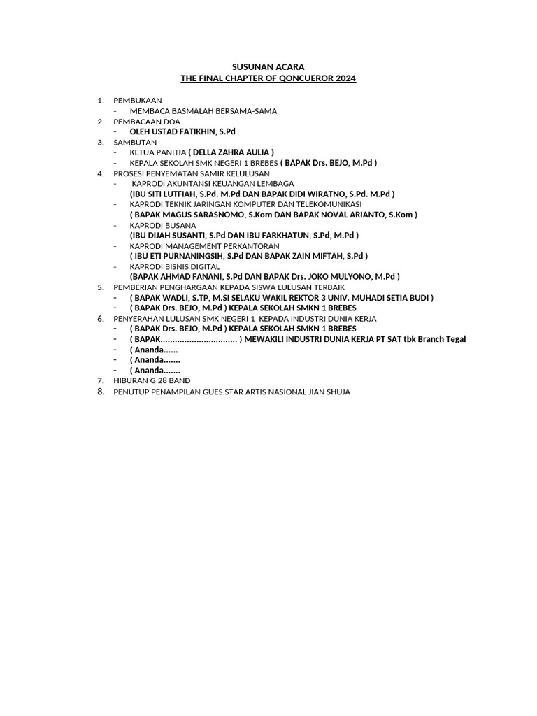 SUSUNAN ACARA (1) | PDF